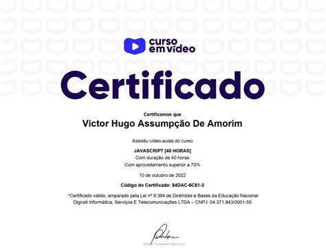 victor hugo no linkedin cursoemvideo javascript