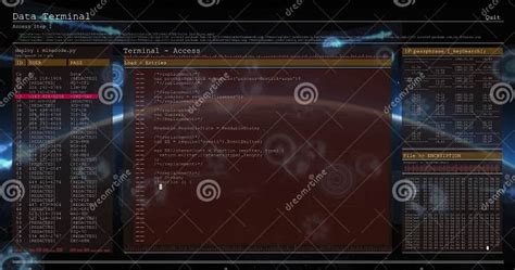 Image Of Data Processing And Scope Scanning Over Globe On Black Background Stock Image Image