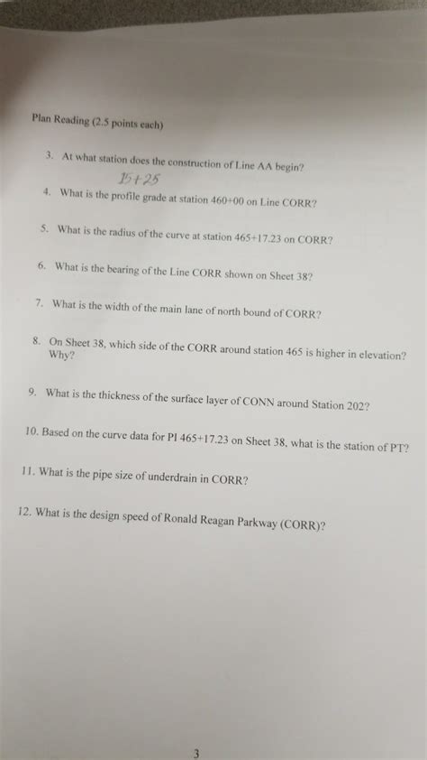 Plan Reading Points Each At What Station Chegg
