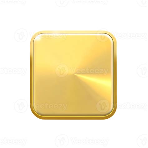 Shiny Golden Square Button App Icon Design Element Png