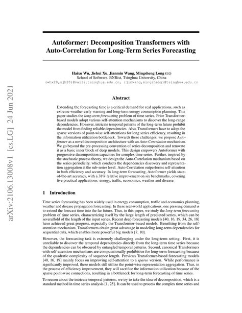 Pdf Autoformer Decomposition Transformers With Auto Correlation For