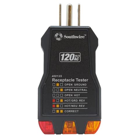 Southwire 120 Volt Ac Receptacle Tester 65031940 The Home Depot