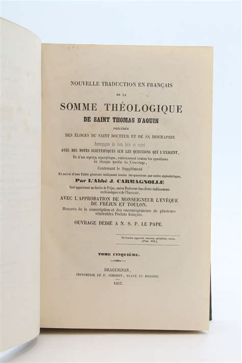 THOMAS D AQUIN La Somme théologique de saint Thomas d Aquin Nouvelle