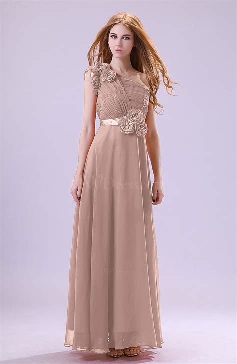 Dusty Rose Elegant Zipper Chiffon Floor Length Ruching Bridesmaid