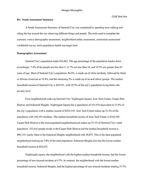 C228 Task 1 Completed And Passed First Try C228 Task One B1 Needs Assessment Summary A Needs