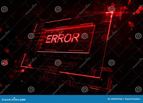 Warning System And Security Alarm Concept With Digital Red Error Word On Abstract Dark