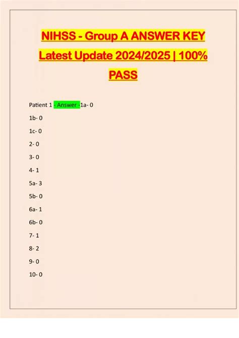 Nihss Group A Answer Key Latest Update 2024 2025 100 Pass Nihss Stuvia Us