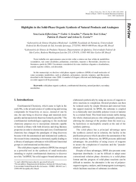 Pdf Highlights In The Solid Phase Organic Synthesis Of Natural