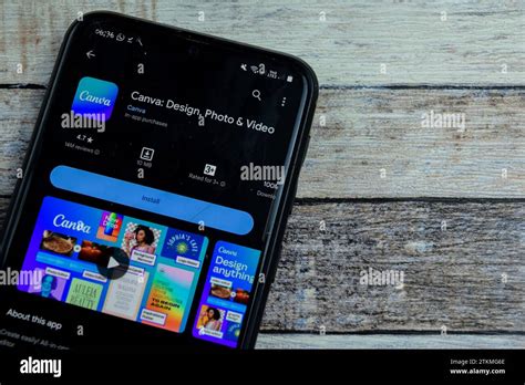 Canva Application On Smartphone Screen Canva Is A Freeware Web Browser
