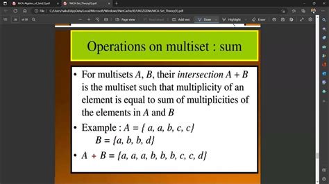 multiset and operations on multiset youtube
