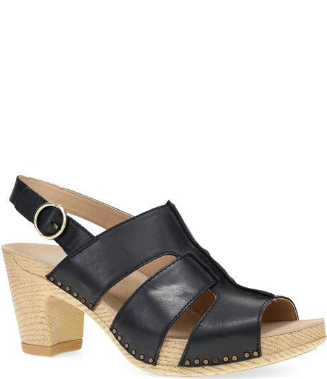 Dansko Tatiana Leather Block Heel Sling Sandals Dillards