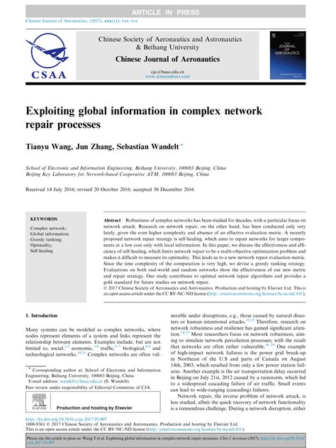 pdf exploiting global information in complex network repair processes