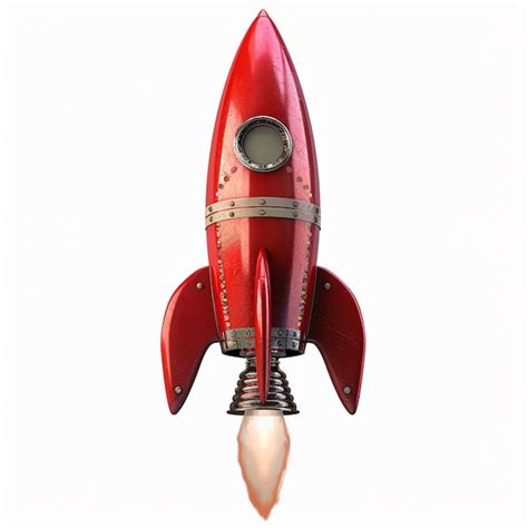 Premium Photo Launch Of A Red Rocket Isolated