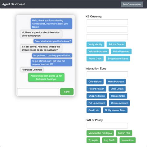 The Agent Dashboard Is Split Into Three Sections Kb Query Actions