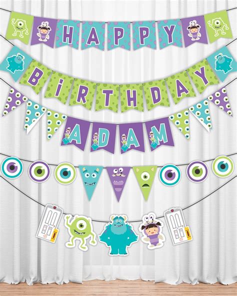 Monsters Inc Happy Birthday Printable Banner With The Characters Sully