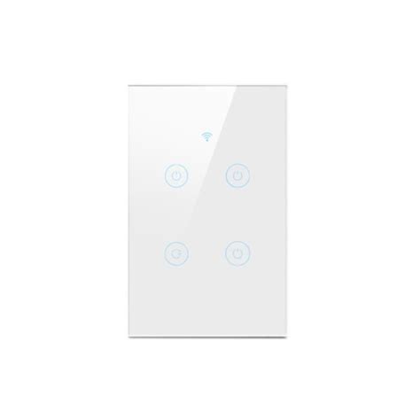 Gang blanc 4 Interrupteur mural tactile WIFI trempé Tuya système neutre non neutre pour