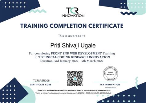 Priti Ugale On Linkedin Connections Tcr Internship Training Share
