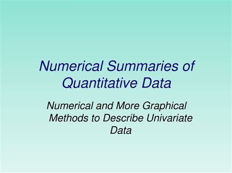 PPT Chapter Displaying And Summarizing Quantitative Data PowerPoint Presentation ID