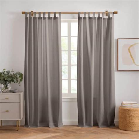 Elrene Rhodes Gray Solid Polyester 52inx108in Adhesive Loop Tab Top
