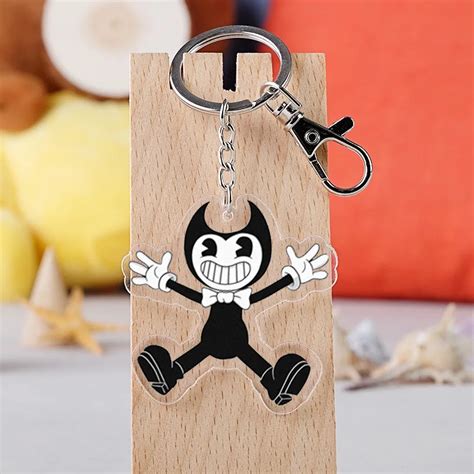 Horror Game Bendy And The Ink Machine Cosplay Keychain Acrylic Car Key
