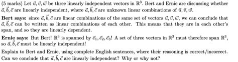 Solved 5 Marks Let ū ū Be Three Linearly Independent