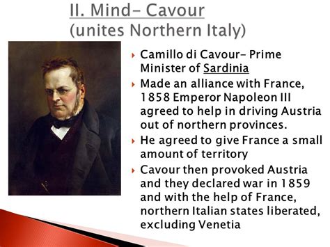 Camillo Di Cavour Northern Italy