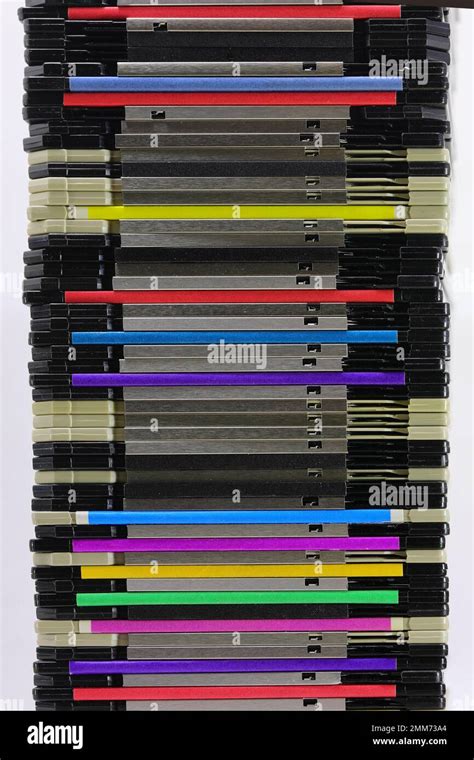 Stack Of Many Old Magnetic Floppy Disks Used To Save Data From The First Personal Computers