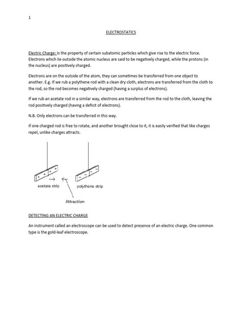 Electrostatics Pdf Electric Charge Electron