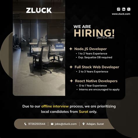 Hiring Hiring Nodejsdeveloper Fullstackdeveloper Reactnativedeveloper Zluck Solutions