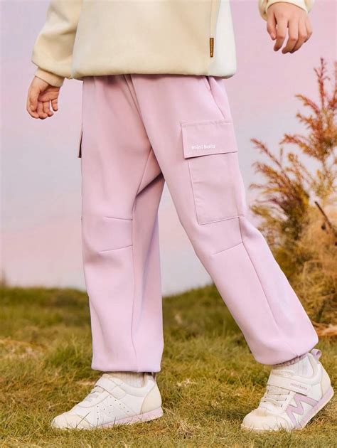Mini Bala Pantalones Cargo Con Forro Térmico Para Niñas Preadolescentes