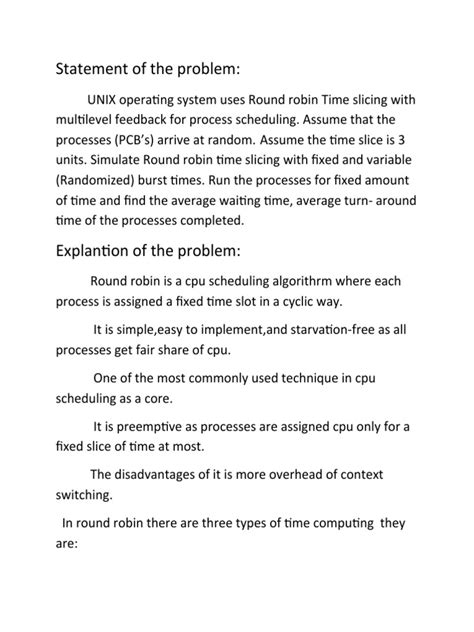Round Robin Pdf Scheduling Computing Operating System Technology