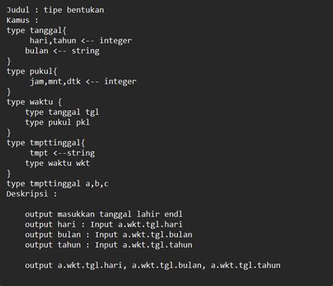 Belajar Coding Tipe Bentukan