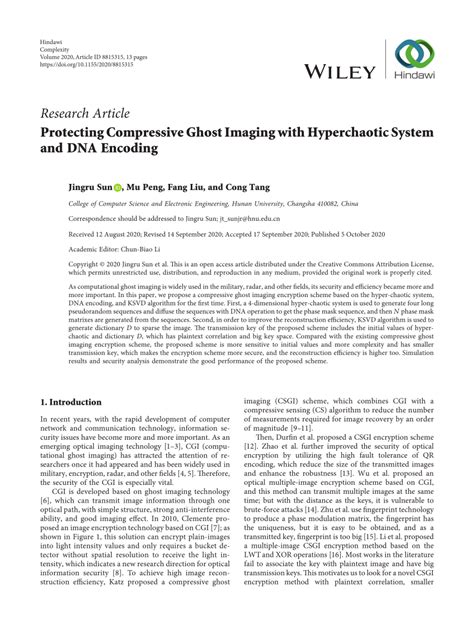 Pdf Protecting Compressive Ghost Imaging With Hyperchaotic System And