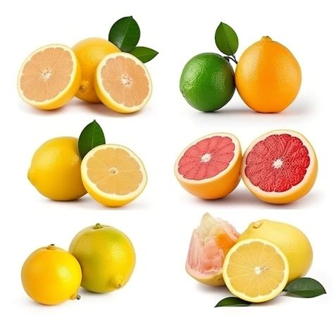 Premium AI Image Set Of Citrus Fruits Isolated On White Background Generate Ai