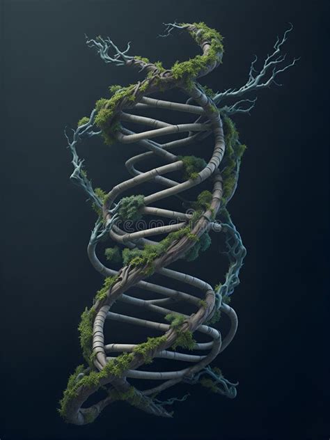 Dynamic Representation Of A Dna Helix Merging With Nature S Elements