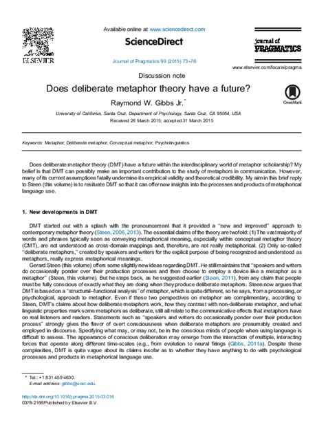 Pdf Does Deliberate Metaphor Theory Have A Future