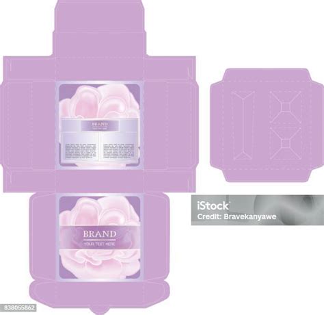 포장 디자인 다가 컷 화장품 용기에 대 한 서식 파일 트레이와 스킨 케어 제품의 집합에 대 한 장미 상자 디자인 개념에 대한 스톡 벡터 아트 및 기타 이미지 Istock