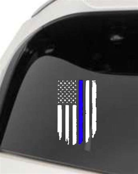 Thin Blue Line Distressed American Flag Vinyl Decal Back The Etsy