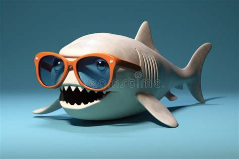3d Model Of A Shark Wearing Aviator Sunglasses Stock Illustration