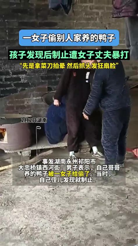 女子偷鸭被主人家孩子制止，反叫其丈夫和儿子来暴打孩子！