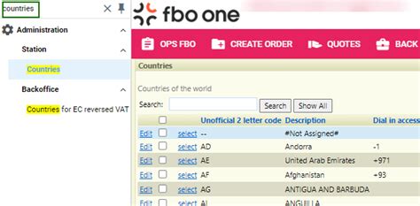 How To Add Edit Or View A Country In FBO One FBO One