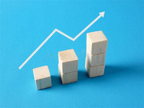 Wooden Blocks Forming Increasing Graph On Blue Background Stock Image Image Of Financial Copy
