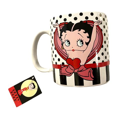 Gorgeous Collectible Betty Boop Mug Pink Black Dots With Original Box