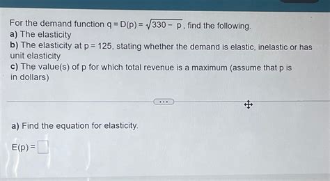 solved for the demand function q d p 330 p2 ﻿find the