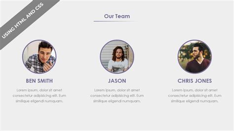 Complete Responsive Our Team Section Using Html And Css Html And Css Tutorials Youtube