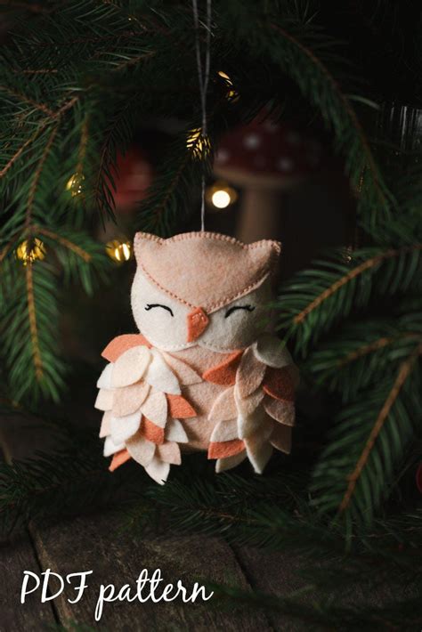 Felt Owl Ornament Sewing Pattern Diy Christmas Decor Pdf Pattern Etsy