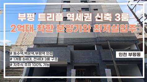 부평신축빌라 부평 트리플역세권 신축3룸 2억대 분양실입주금묻지도 따지지도 말고 문의 바람동수역백운역부평역 인접