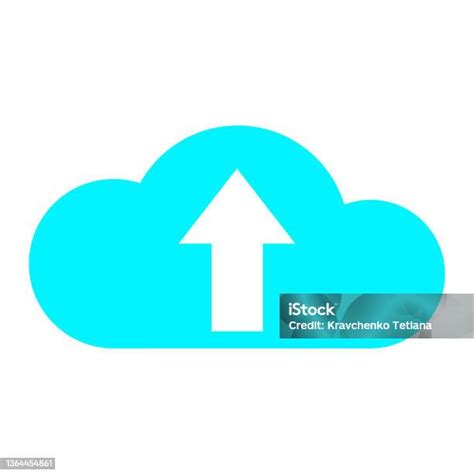 클라우드 아이콘을 업로드합니다 흰색 화살표 기호입니다 파란색 모양 앱 버튼입니다 기술 개념 벡터 그림입니다 스톡 이미지 개념에 대한 스톡 벡터 아트 및 기타 이미지 Istock