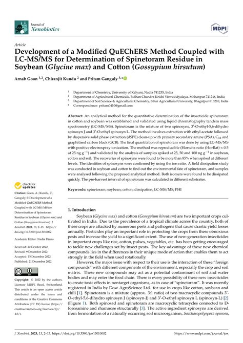 Pdf Development Of A Modified Quechers Method Coupled With Lc Msms