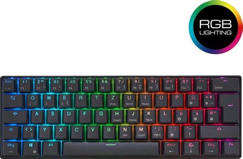 RK Royal Kludge RK61 60% wireless, black, LEDs RGB, Gateron BROWN, USB ...